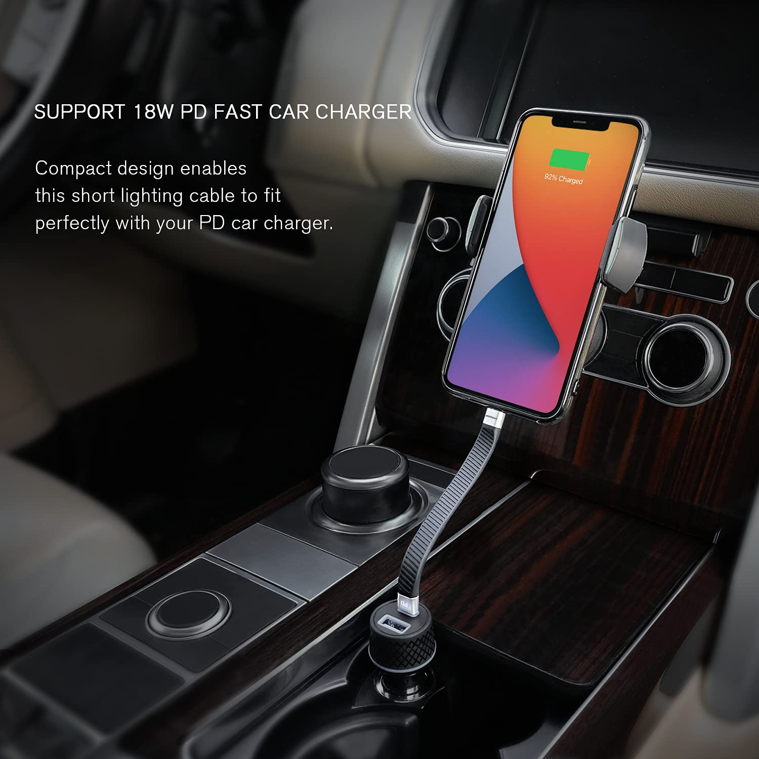 LamToon USB C to Lightning Cable Short, [MFi Certified-13.5cm] 30W Fast Charging 480Mbps Data Sync USB C Cable for Phone 14 Pro/14/13/13 Pro/12 Pro Max/12/11/11 Pro/X/XS(Not Work with DAC)