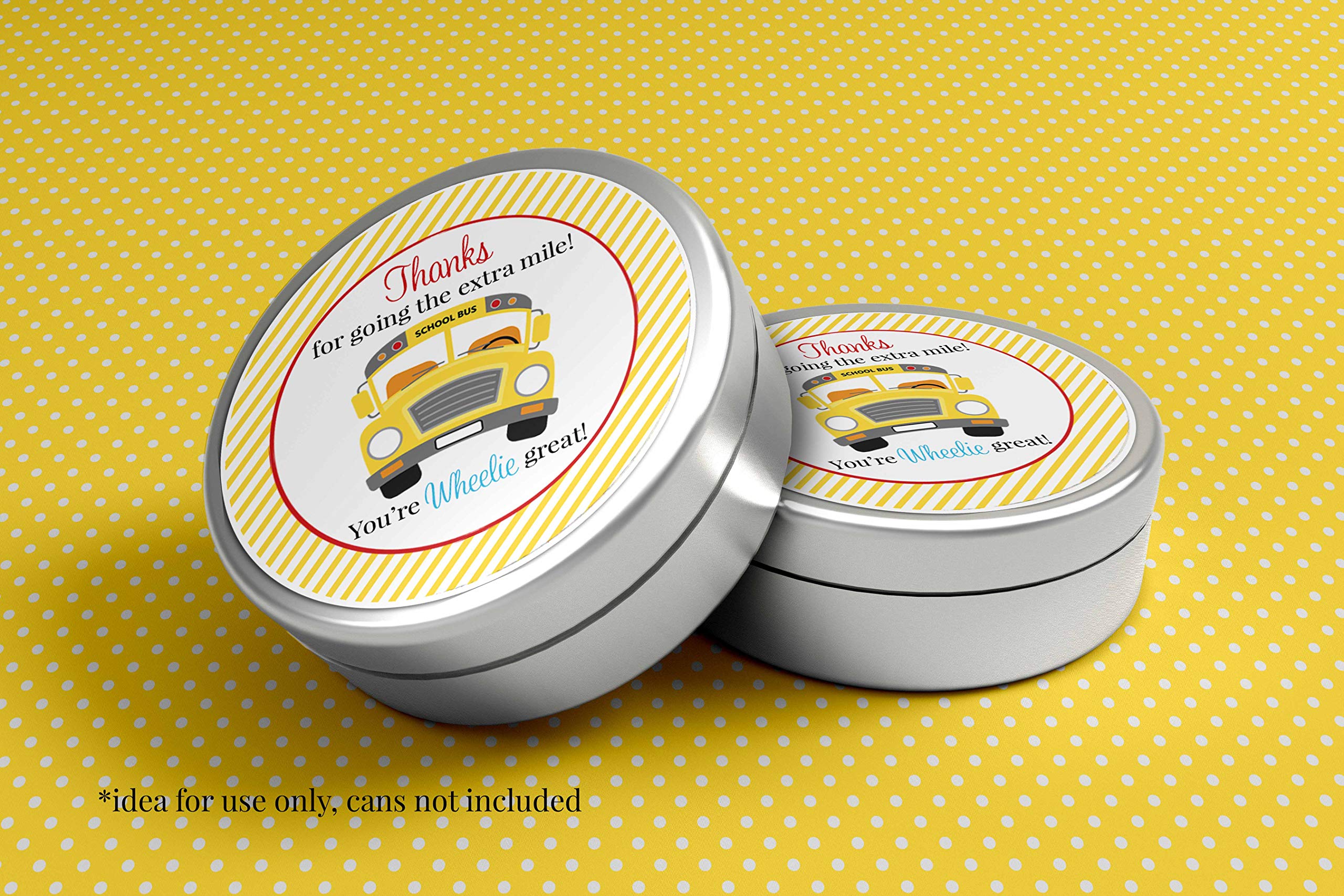 Go The Extra Mile Transportation Themed School Bus Driver Appreciation Thank You Sticker Labels, 40 2" Party Circle Stickers by AmandaCreation, Great for Envelope Seals & Gift Bags