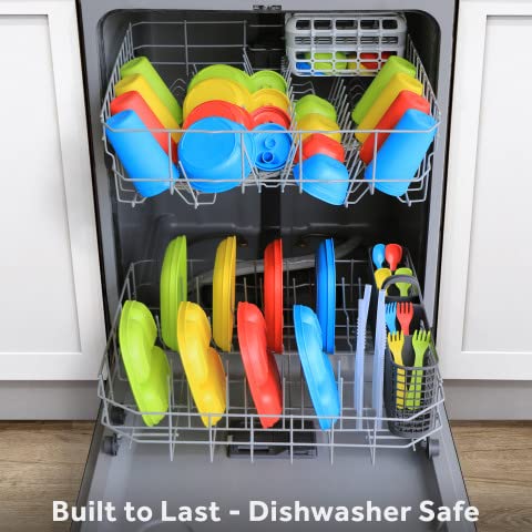 Re-Play Made in USA 12 Oz. Reusable Plastic Bowls, Pack of 4 Without Lid - Dishwasher and Microwave Safe Bowls for Snacks and Everyday Dining - Toddler Bowl Set 5.75" x 5.75" x 2", Preshool