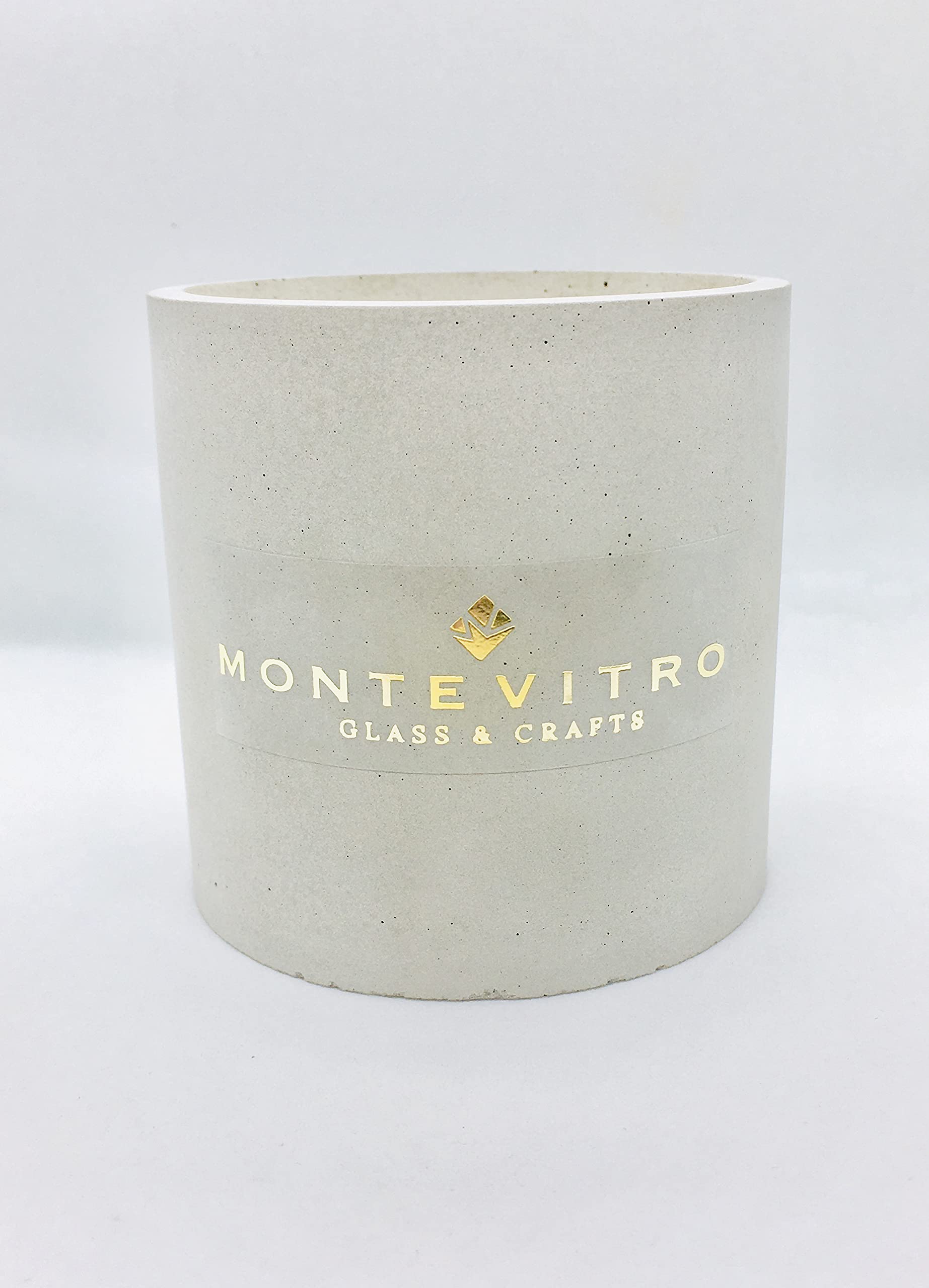 2 candle in cylinder concrete base, aromatic soy wax and wood wick - Monte Vitro