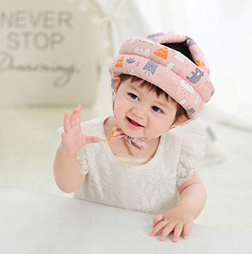 Baby Infant Toddler Helmet No Bumps Safety Head Cushion Bumper Bonnet, Adjustable Protective Cap Child Safety Headguard Hat for Running Walking Crawling (Pink Forest)