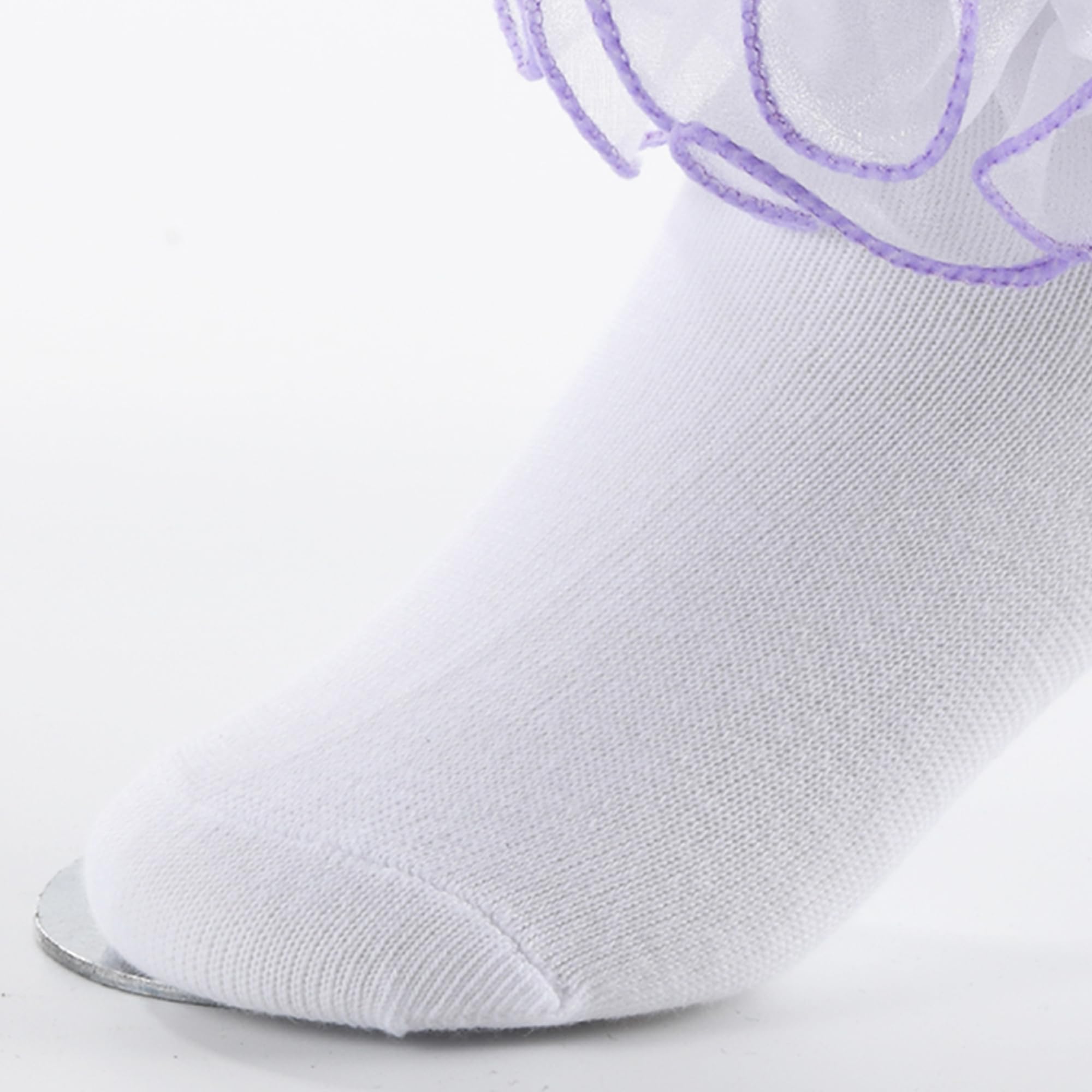 Yepami Big Girls Lace Socks Shimmering Cute Ruffle Comfortable Frilly Dress Ankle Socks 3 Pairs (Purple, Medium, 5_years)