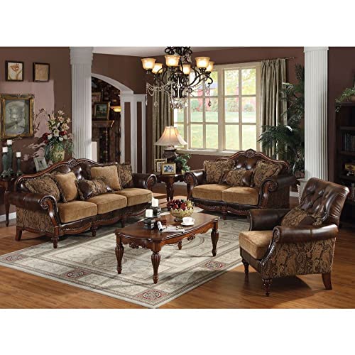 ACME FURNITURE AC-0 Sofa, 2Tone Brown PU & Chenille