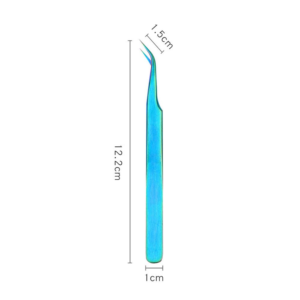 1pcs Curved Straight Stainless Steel Tweezers Eyelash Extensions Nail Art Rhinestones Pick Up Rainbow Nipper Makeup DIY Tools (1#)