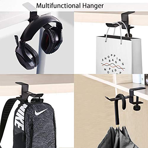 6amLifestyle Headphone Headset Holder Hanger, Universal Metal Gaming Headphones Stand Mount Under Desk Hook Clip with Adjustable Clamp for All Headsets, Black（Patented）