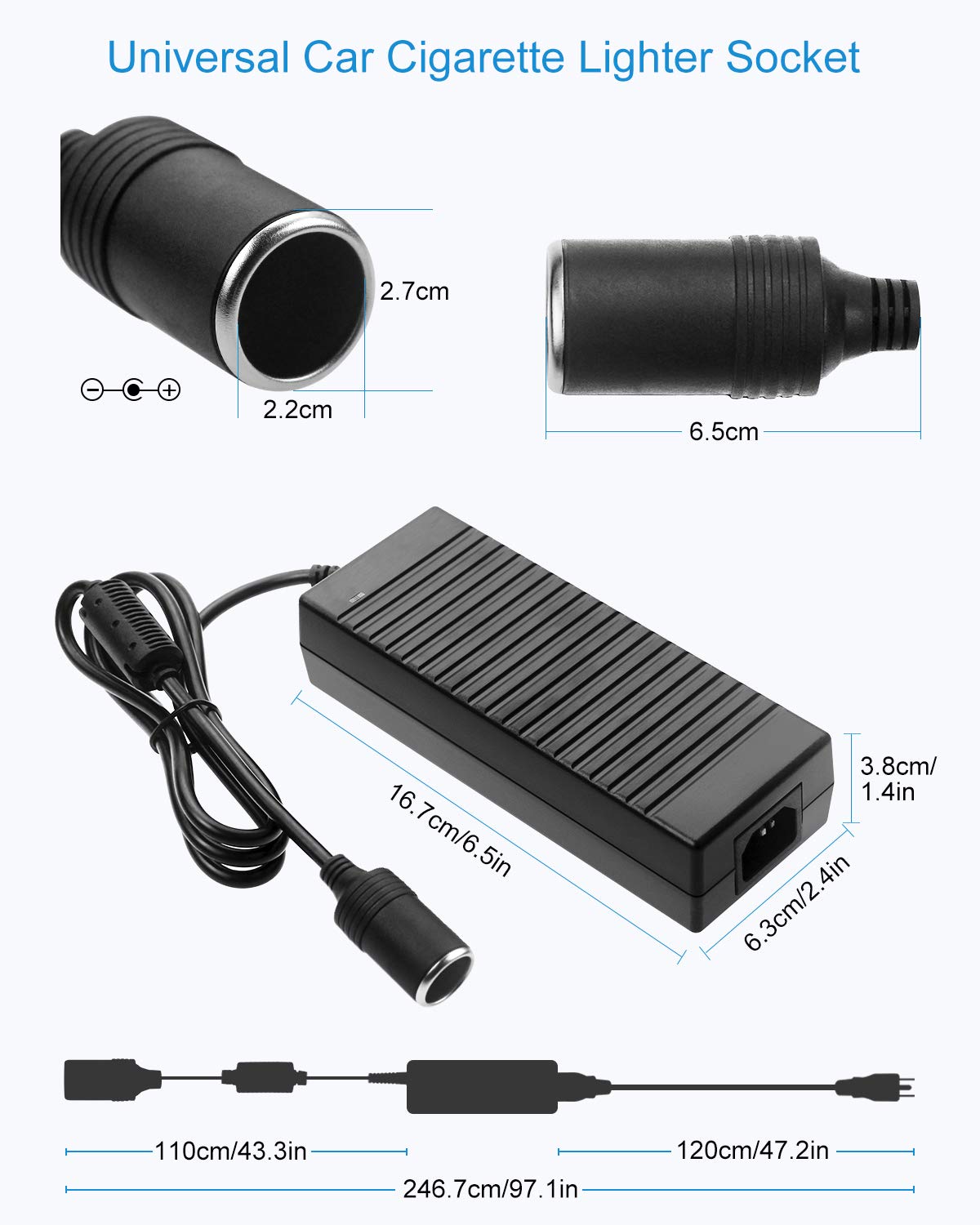 ALITOVE AC to DC Converter 100V ~ 240V to 12V 10A 120W Power Supply Adapter Car Cigarette Lighter Socket AC/DC Transformer for Car Vacuum Cleaner, Car Refrigerator and Other Car Devices