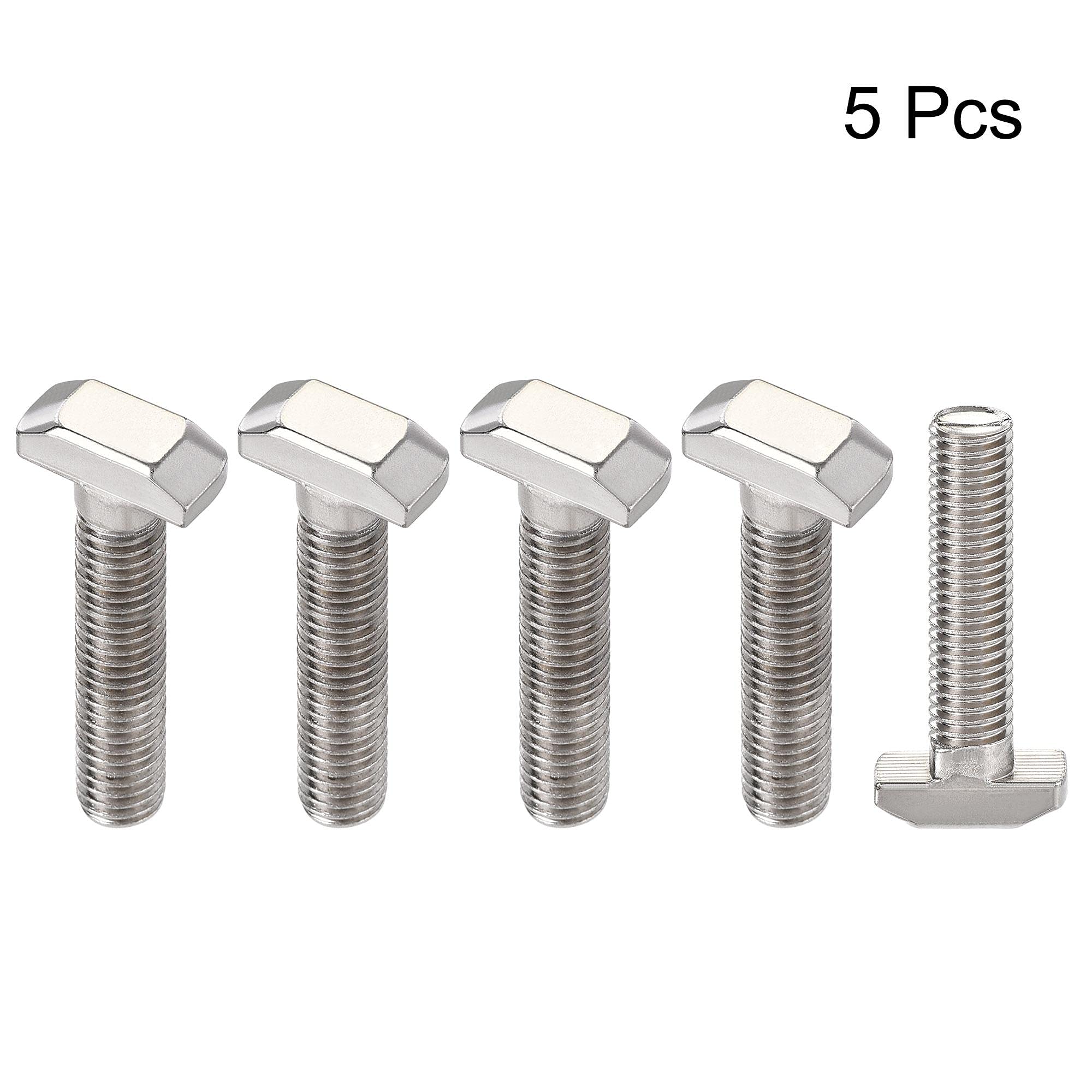 uxcell M8x35mm T-Slot Drop-in Stud Sliding Bolt Screw Carbon Steel for 40 Series Aluminum Profile 5pcs