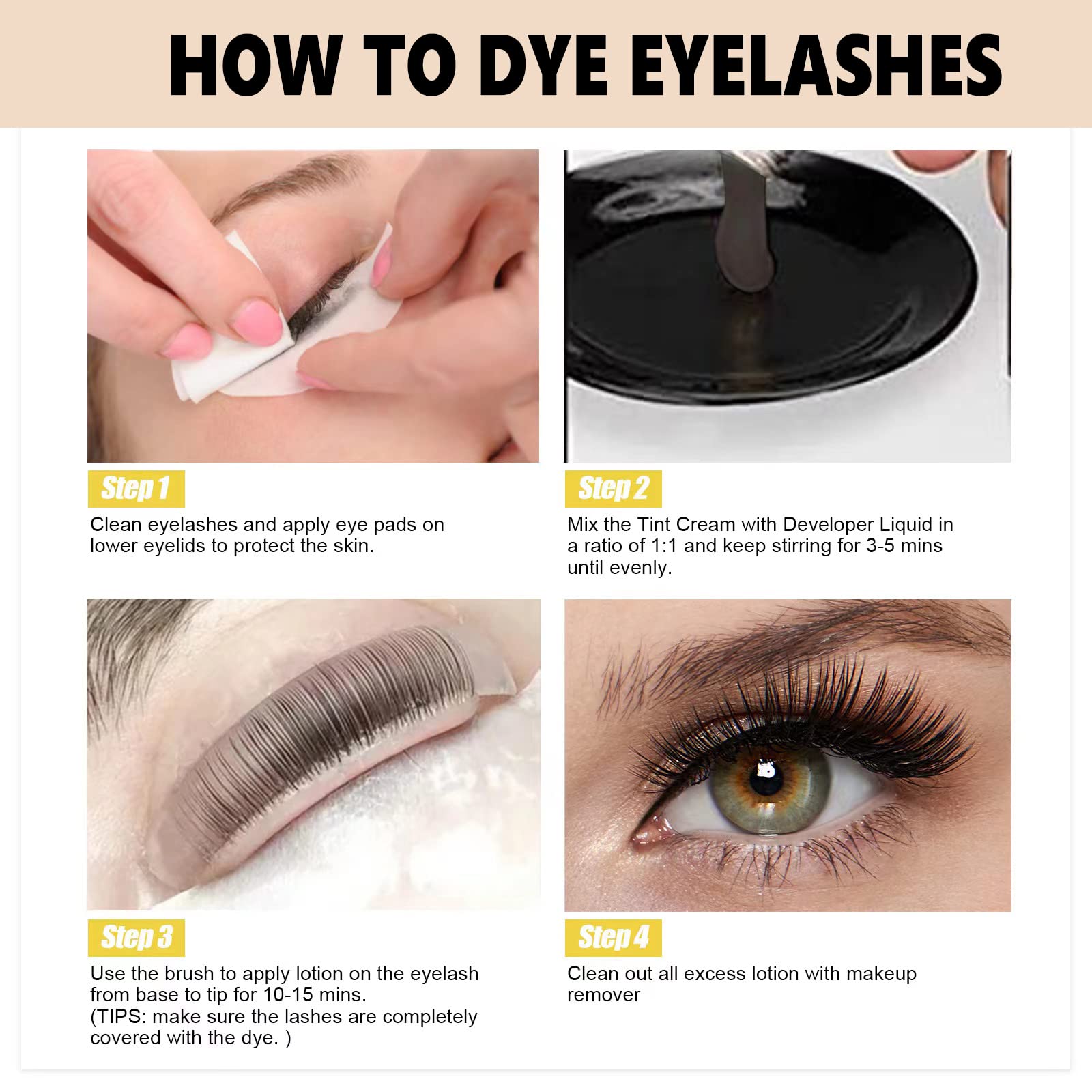 2 in 1 Eyebrow and Eyelash Color Kit 65g, Instant Brow & Lash Brown Color Makeup, Darker & Fuller | Tools Included, Semi-Permanent Coloring Effect Lasts 8 Weeks, Professional for Salon Home Use (Brown)