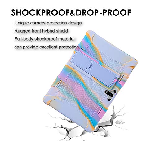 HLWQ Case for MEBERRY M7 Tablet 10 Inch/AOYODKG A22 10/Pavoma 10 G3/Llltrade 10, Anti-Slip Soft Silicone Case with Stand (Purple Rose)