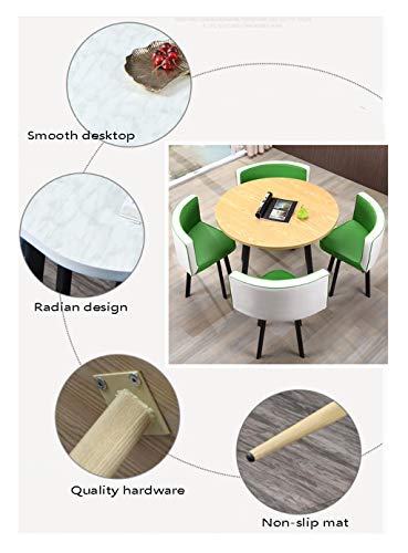 Dining Table & 4 Chairs, Compact Kitchen Table Set Bedroom Adults Commercial Restaurant Leather Seat Chair Round Small Wood Table Metal Frame Home Kitchen Office Negotiation Meeting (Color : Yellow)
