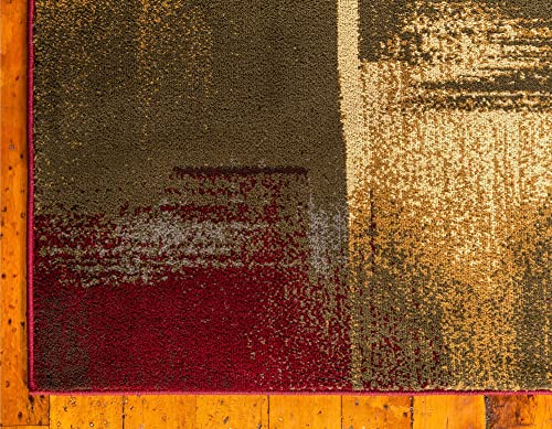 Unique Loom Barista Collection Area Rug - Timor (8' Square, Multi/ Red)