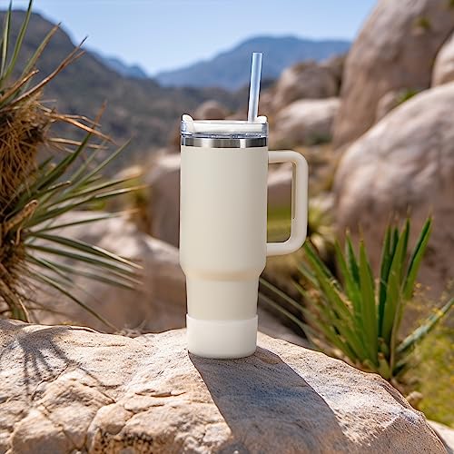 2 PACK Silicone Boot and 2 PACK Silicone Straws for Stanley Quencher H2.0 40 oz Tumbler with Handle & IceFlow 20oz 30oz, Clear Reusable Straw & Bottom Sleeve Cover Set, Cup Accessories for Stanley