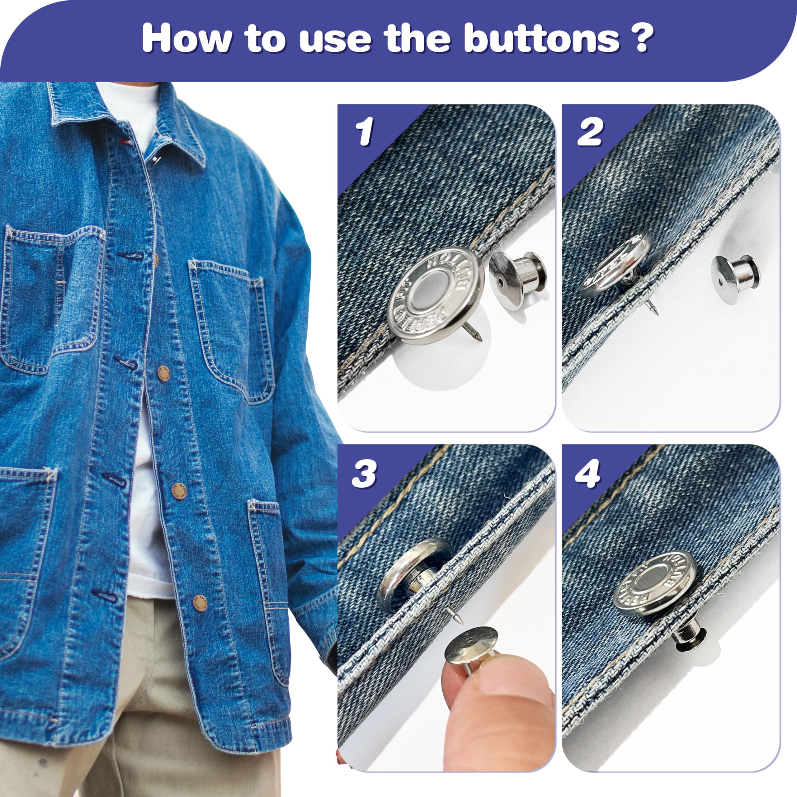 12 Sets Buttons pins for Loose Jeans,No Sew Jeans Button Replacement,Pants Button Tightener for Waist,Button Pins for Jeans to Make Smaller,Women's Novelty Buttons,Reusable and Adjustable