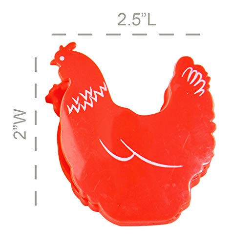 HOME-X Chicken-Shaped Bag Clips for Chips, Food Bags, Kitchen and Laundry, 2.5β L x 2β W, Set of 3