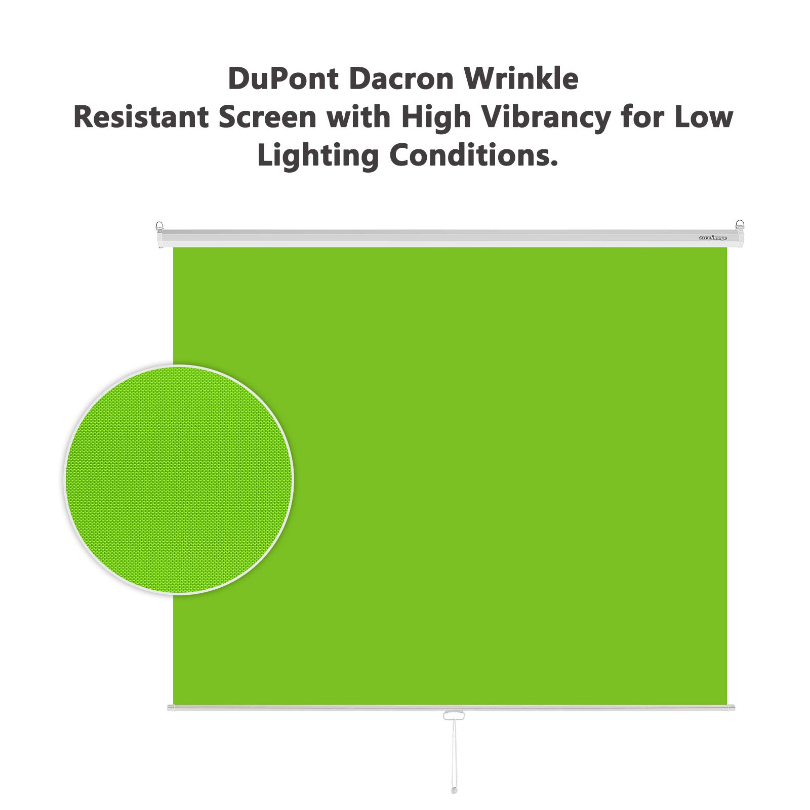 excelimage Pull-Down Green Screen Backdrop, 79βx75β Auto-Locking Chroma Key Panel with Wrinkle-Resistant Green Fabric for YouTube Videos, Music Videos, Photography, TIK Tok, or Gaming (White)