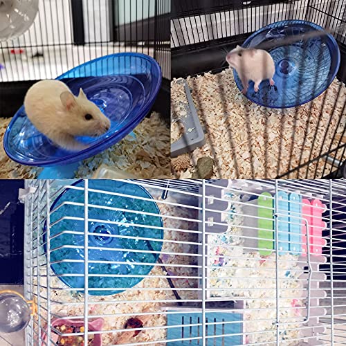 2 Pack Rat Flying Saucer Exercise Wheel & Wood Bridge Rainbow Climb - Durable ABS Plastic Running & Jogging Running Silent Spinner - for Mouse Hedgehog Chinchilla Pets Mice Hamsters Gerbil Cage Toy