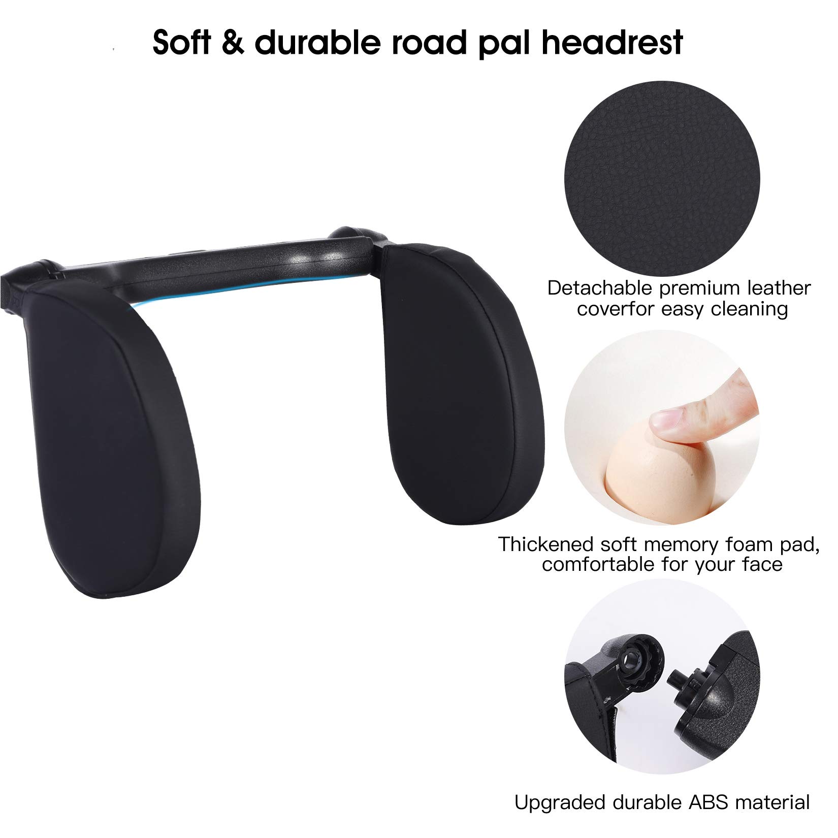 Car Headrest Pillow Road Pal Headrest Car Booster Seat Pillow, U Shape Car Travel Pillow Car Head Neck Support for Kids and Adults