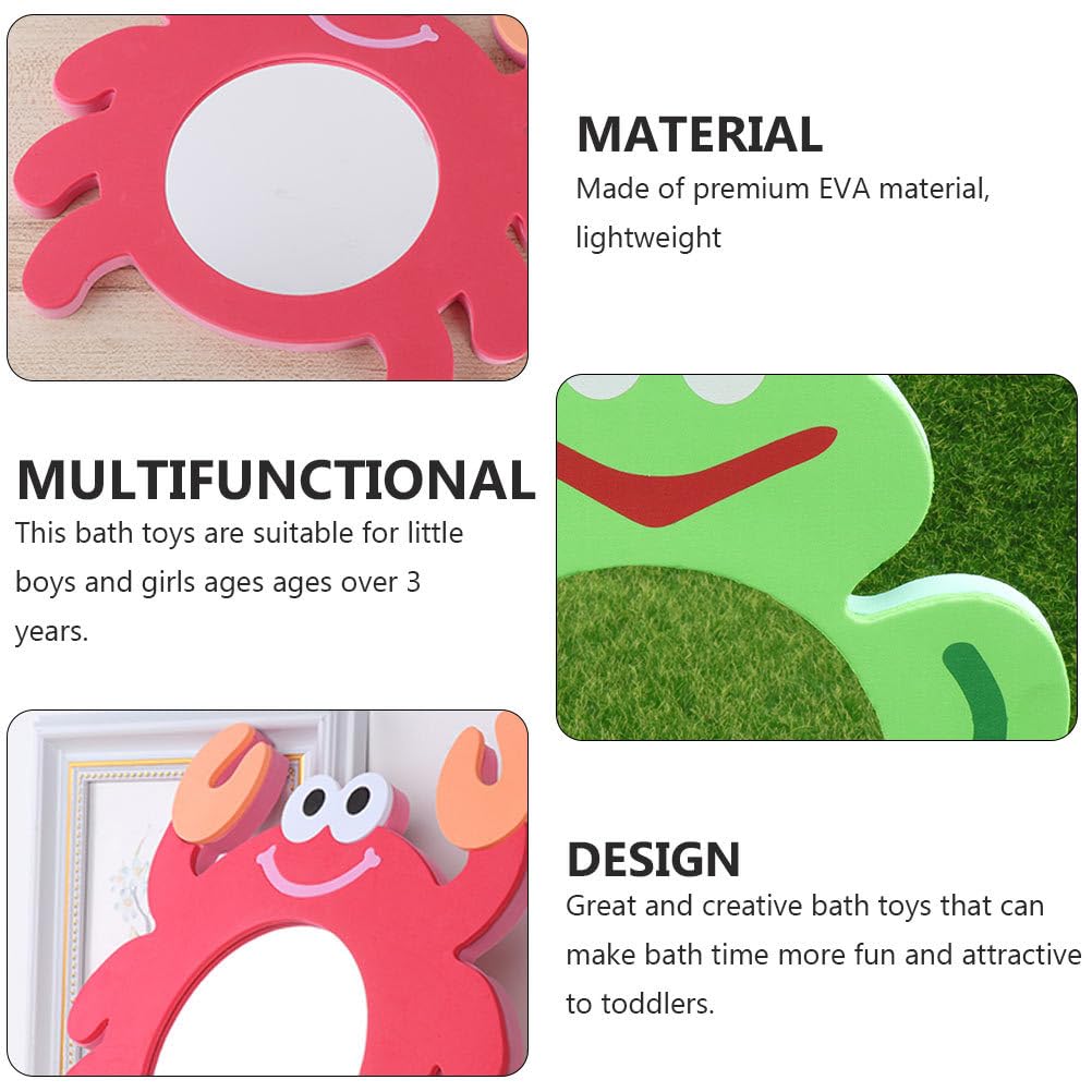 2pcs Mirror Bath Toy Baby Toddler Cartoon Frog Crab Mirror Bathing Plaything Water Toy for Kids Toddler