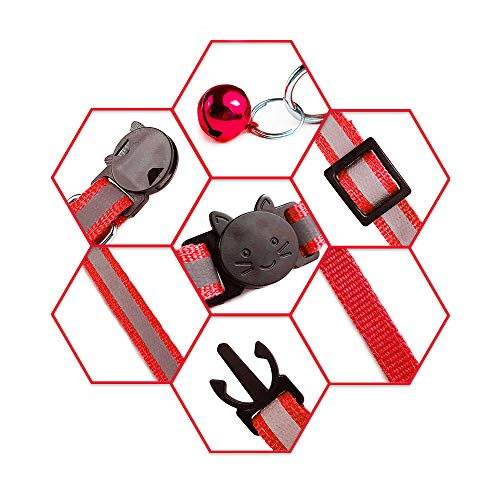 D-buy Cat Collars with Bell, Breakaway Cat Collars, Reflective Cat Collars, Nylon Cat Collars with Bell, Collars for Cats (4 Colors)