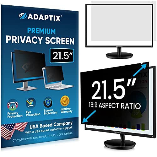 Adaptix Monitor Privacy Screen 21.5” for Desktop Computer Monitor and iMac 4K Retina – Anti-Glare, Anti-Scratch, Blocks 96% UV – Matte or Gloss Finish Privacy Filter Protector – 16:9 (APF21.5W9)