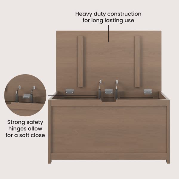 Child Craft Harmony 33” Wood Toy Box, Large Storage Chest, Plenty of Storage, 2 Safety Hinges, Standard Ventilation Hole on Back, 6 Cubic Feet of Storage (Dusty Heather)