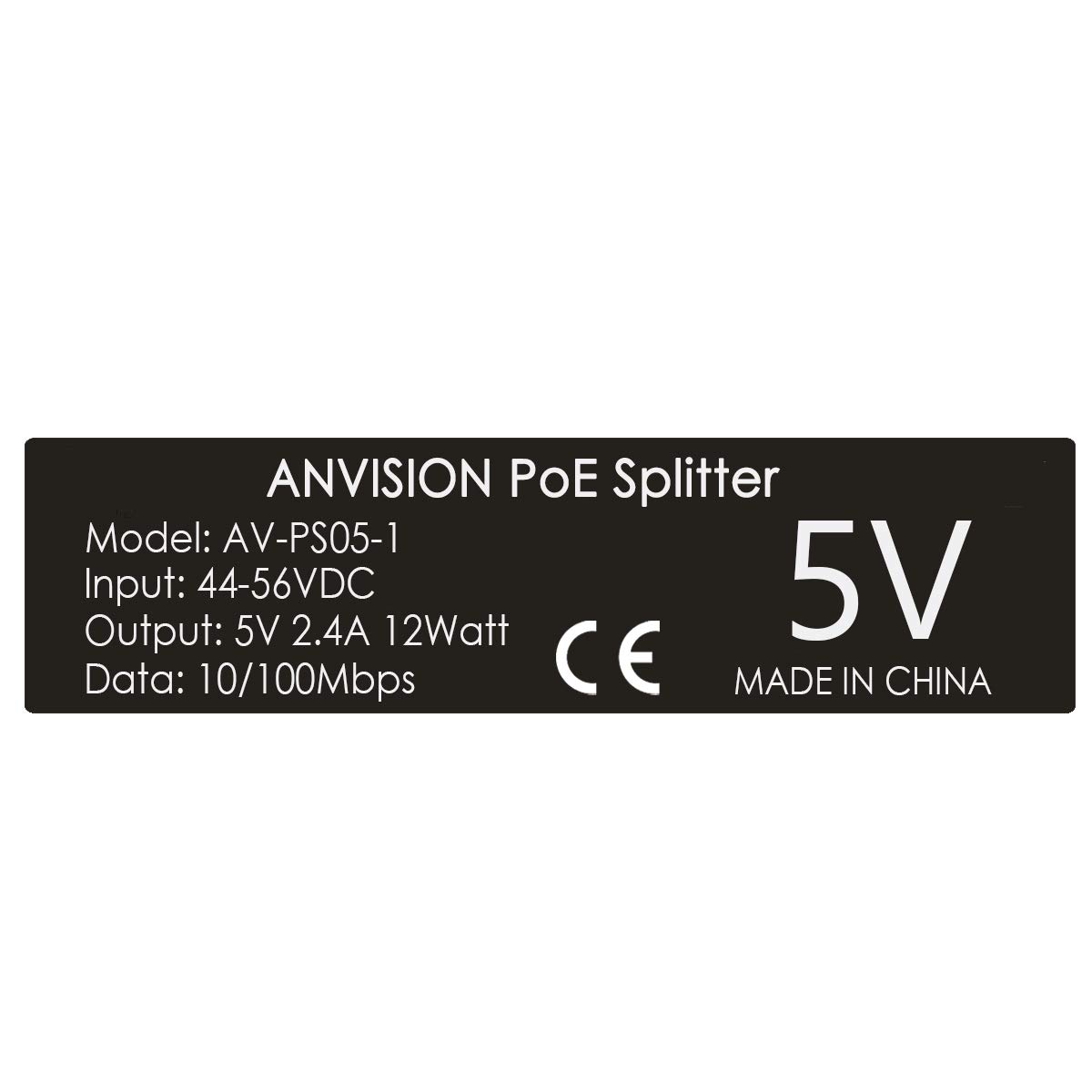 ANVISION 2-Pack 5V PoE Splitter, 48V to 5V 2.4A Adapter with Micro USB Plug, IEEE 802.3af Compliant, for IP Camera, Tablets, Dropcam or Raspberry Pi and More, AV-PS05-1