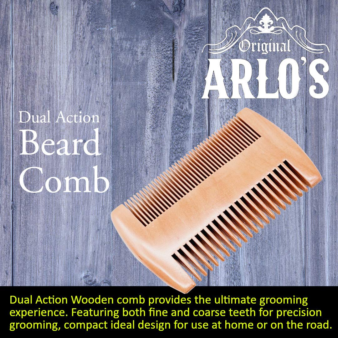 Arlo's 5-PC Mens Premium Beard Grooming Kit w/Coconut Beard Oil 2.5oz Beard Oil, Beard Brush, Beard Comb, Beard Scissors & Carry Bag