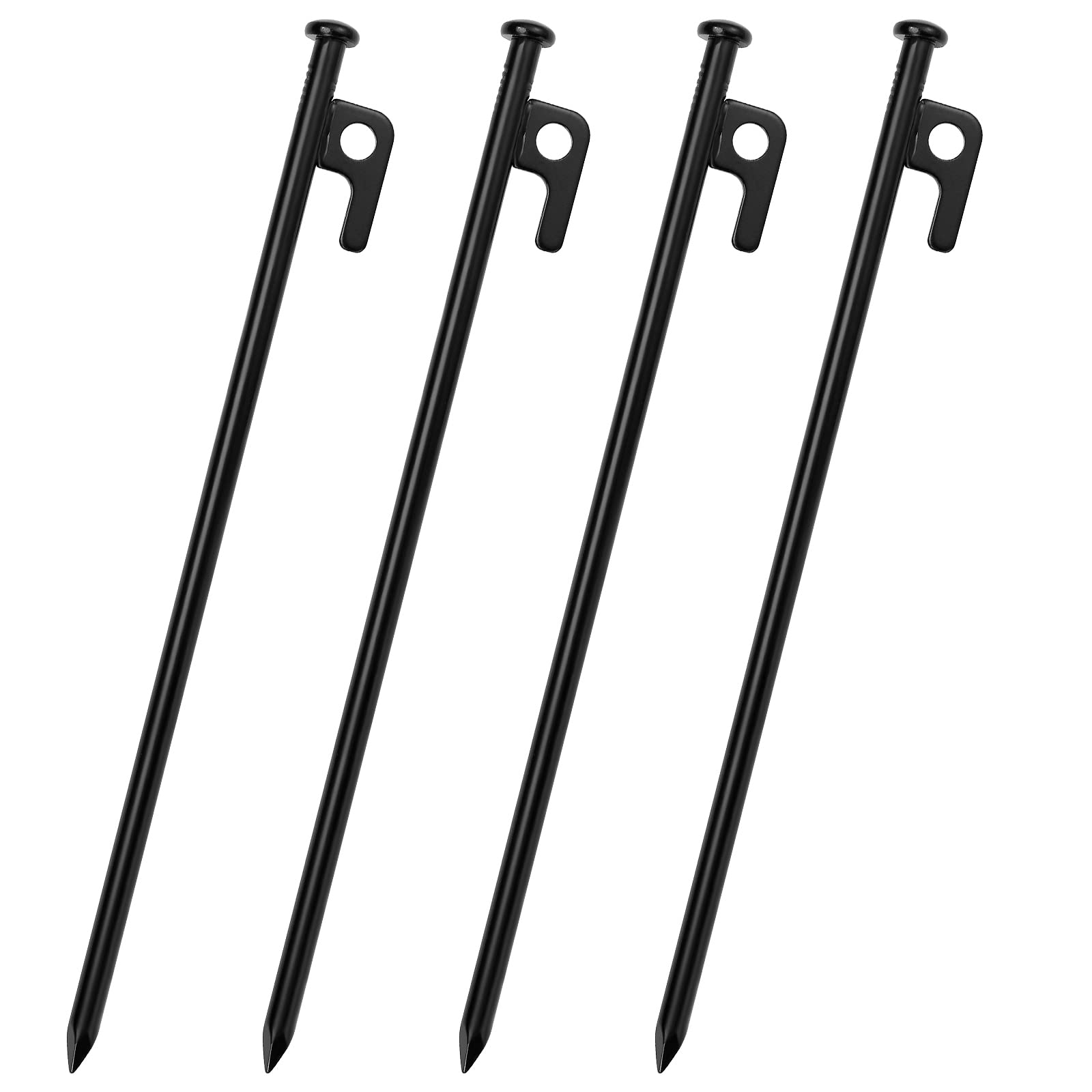 16 Inch Tent Stakes,4 Pieces Strength Steel Heavy Duty Camping Stakes Unbreakable and Inflexible Stakes Spikes for Camping Backyard Rocky Ground
