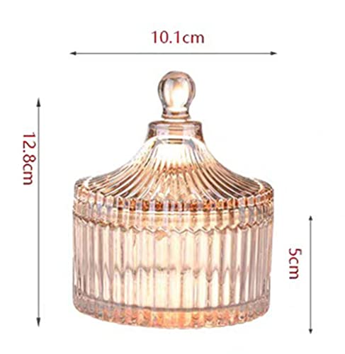300ml/10oz Candy Dish with Lid, Glass Candy Jar Crystal Decorative Cookie Bowl for Candy Buffet Office Desk, Dazzling Jewelry Cotton Balls Container, Gift for Christmas, Parties, Wedding, Valentines