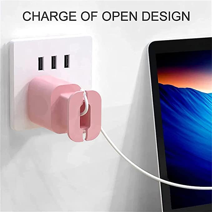 2 in 1 Silicone Charger Protector, 20w/18w Data Cable Winder Anti-Break Protection Cable Storage, Suitable for 11/12 Portable Charger Cable Silicone Protective Case (Gray) (Charger not Included)