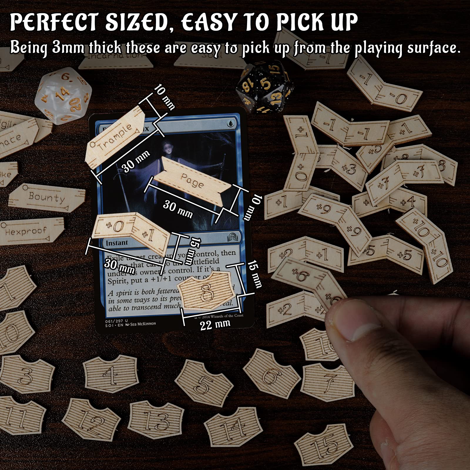 Ability, Loyalty and +1/+1 Counters Set of 194 Wood Keyword, Magic Tokens Compatible with Magic The Gathering, MTG