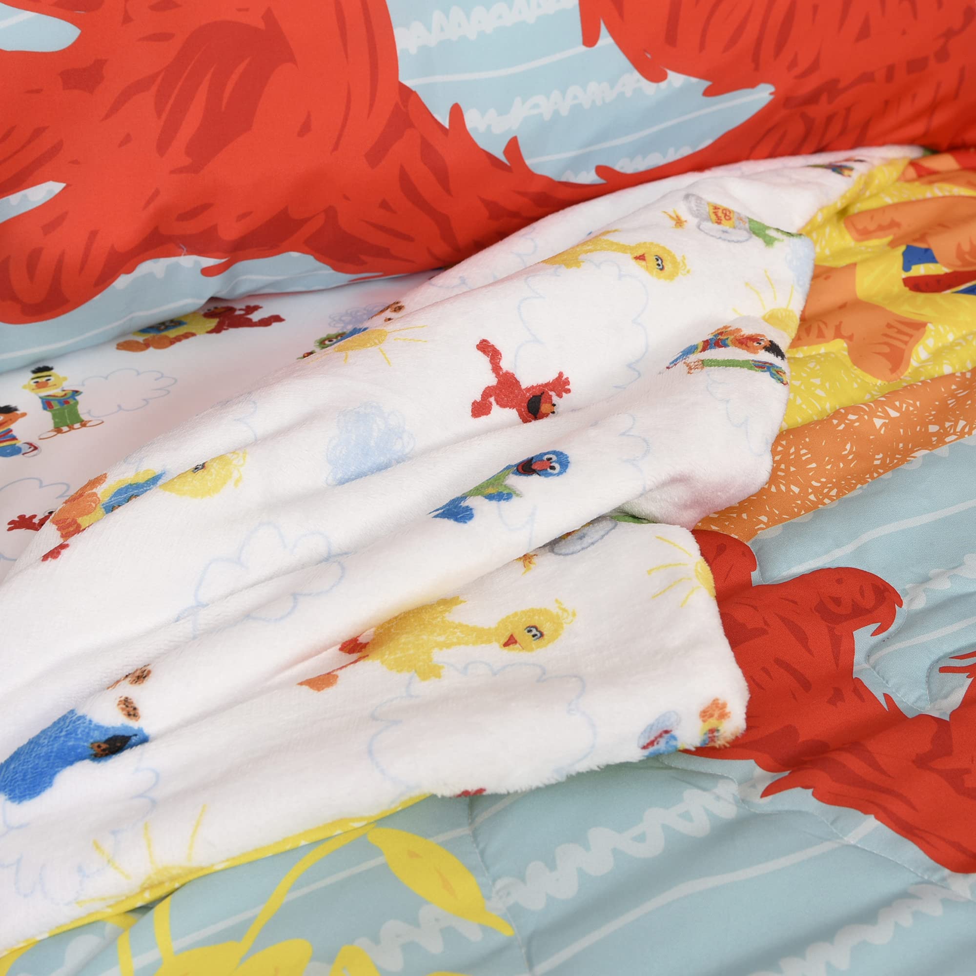 Expressions 3 Piece Toddler Bedding Set Sesame Street Standard Crib Bedding Set, Includes Soft Microfiber Reversible Comforter, Fitted Sheet, Pillowcase for Kids