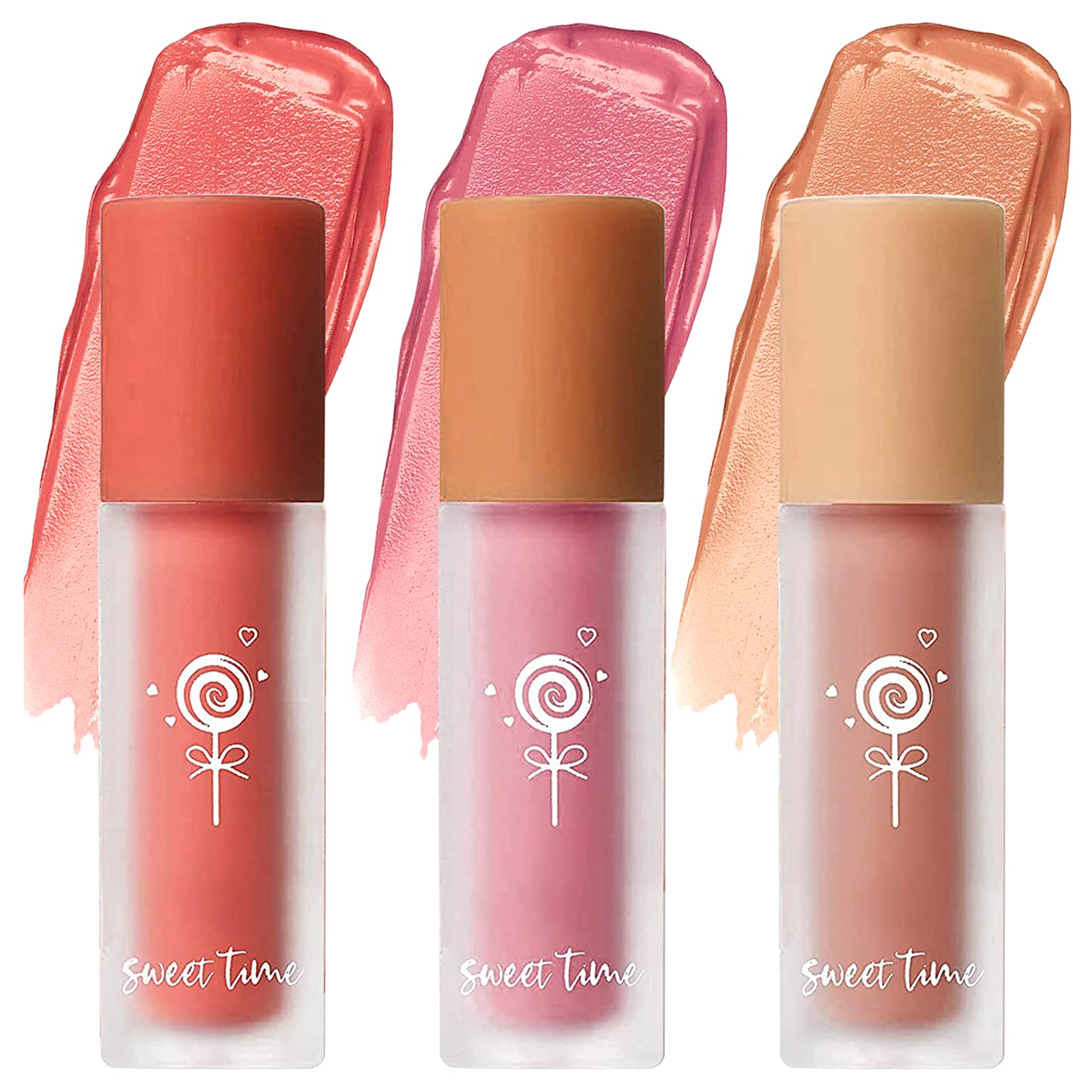 3 Colors Soft Cream Blush Makeup, Liquid Blush for Cheeks, Matte Blush and Lip Paint, Lip and Cheek Tint, Weightless, Long-Wearing, Natural-Looking, Advanced Hazy Feeling