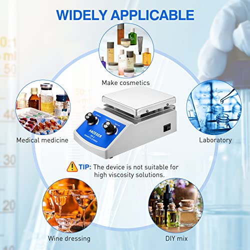 ANZESER Magnetic Stirrer Hot Plate, 100-2000rpm Magnetic Hotplate Stirrer, 180W Heating Power 716℉ Hot Plate Stirrer, 5×5 Inch Magnetic Stir Plate