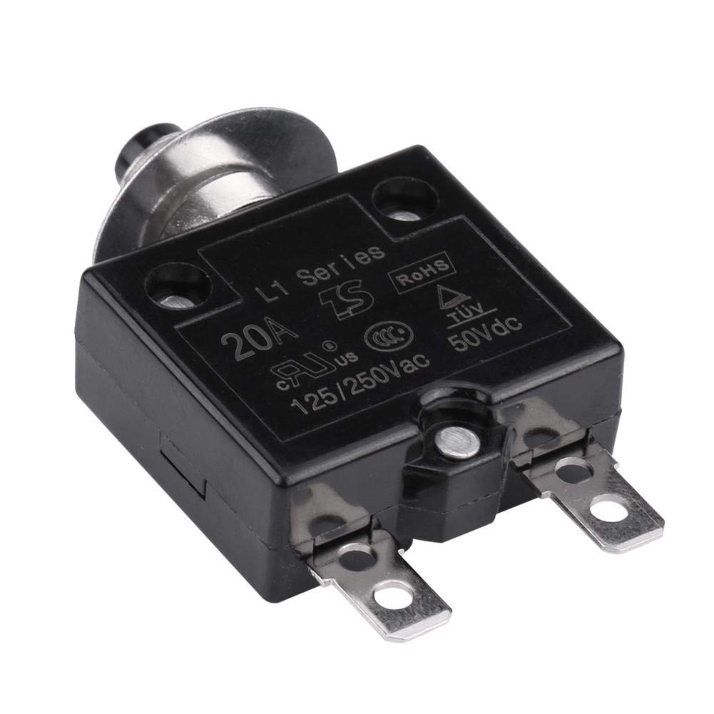 Aramox 5 A / 8 A / 10 A / 15 A / 18 A / 20 A / 30 A Thermal Switch Reset, Current Overload Device Circuit Breaker Manual Reset Circuit Breaker Overcurrent Protector(20A)