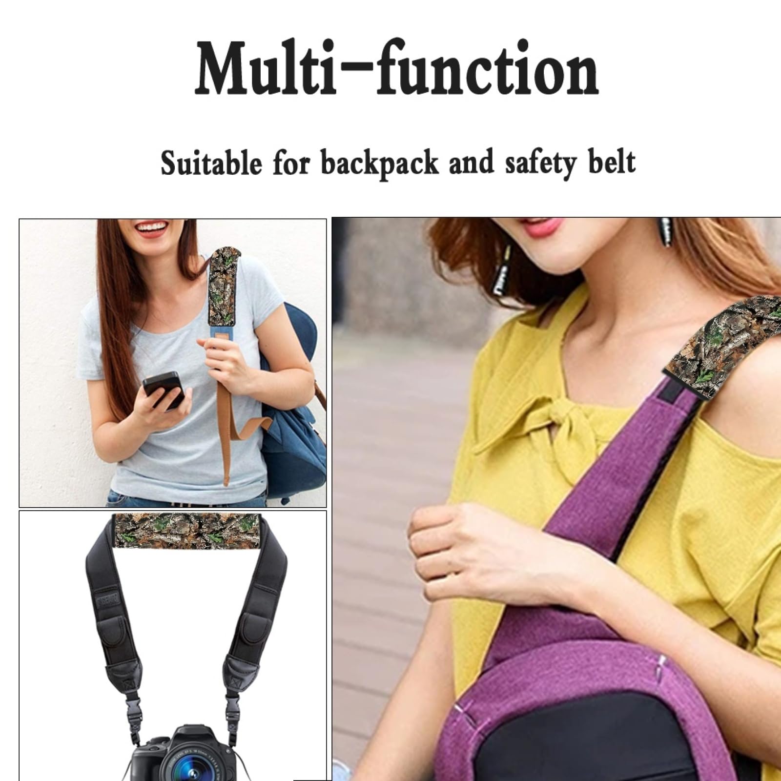 LedBack Fashion Camouflage Print Car Seat Belt Cover,Shoulder Seatbelt Pads,Soft Comfortable Shoulder Strap Pad for Men Women,2 Pack