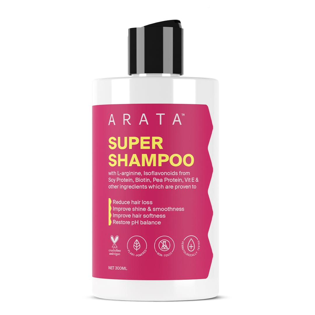 Arata Regenerating 5-in-1 Super Shampoo | Ayurvedic Onion Oil, Bhringraj, Apple Cider Vinegar, Argan Oil | Reduces Hair Fall & Thinning With Aging | For Women & Men - 10 Fl Oz