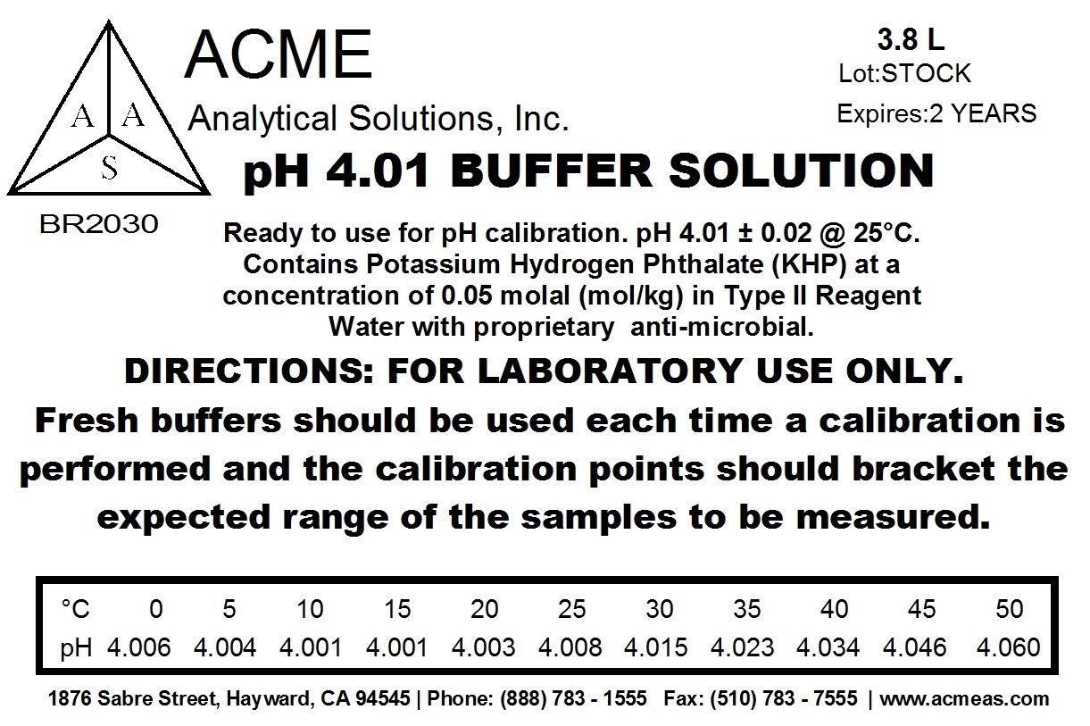Acme Analytical Solutions pH 4 Buffer Solution, Color Coded Red, pH Calibration Solution, 3.8 liters, 1 Gallon, NIST Traceable Reference Standard, Work with All pH Mater, Made in The USA