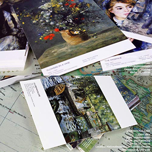 Beautiful Art Postcards set of 30 Pierre Auguste Renoir Post card variety pack Famous Painting Scenery,4 x 6 Inches