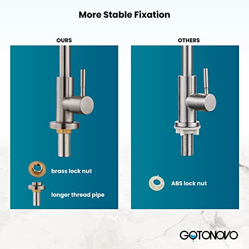 304 Stainless Steel Cold Water Kitchen Faucet Commercial Tap 90 Degree Bar Faucet Single Lever Brushed Nickel Modern Saving Water