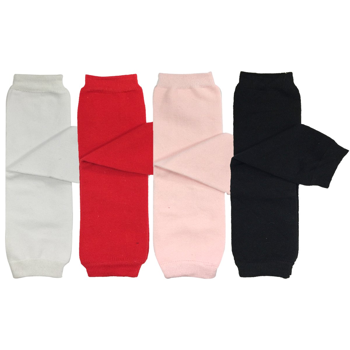 ALLYDREW 4 Pack Baby Leg Warmer Set & Toddler Leg Warmer Set for Boys & Girls - Solid White, Red, Pink, Black,One Size
