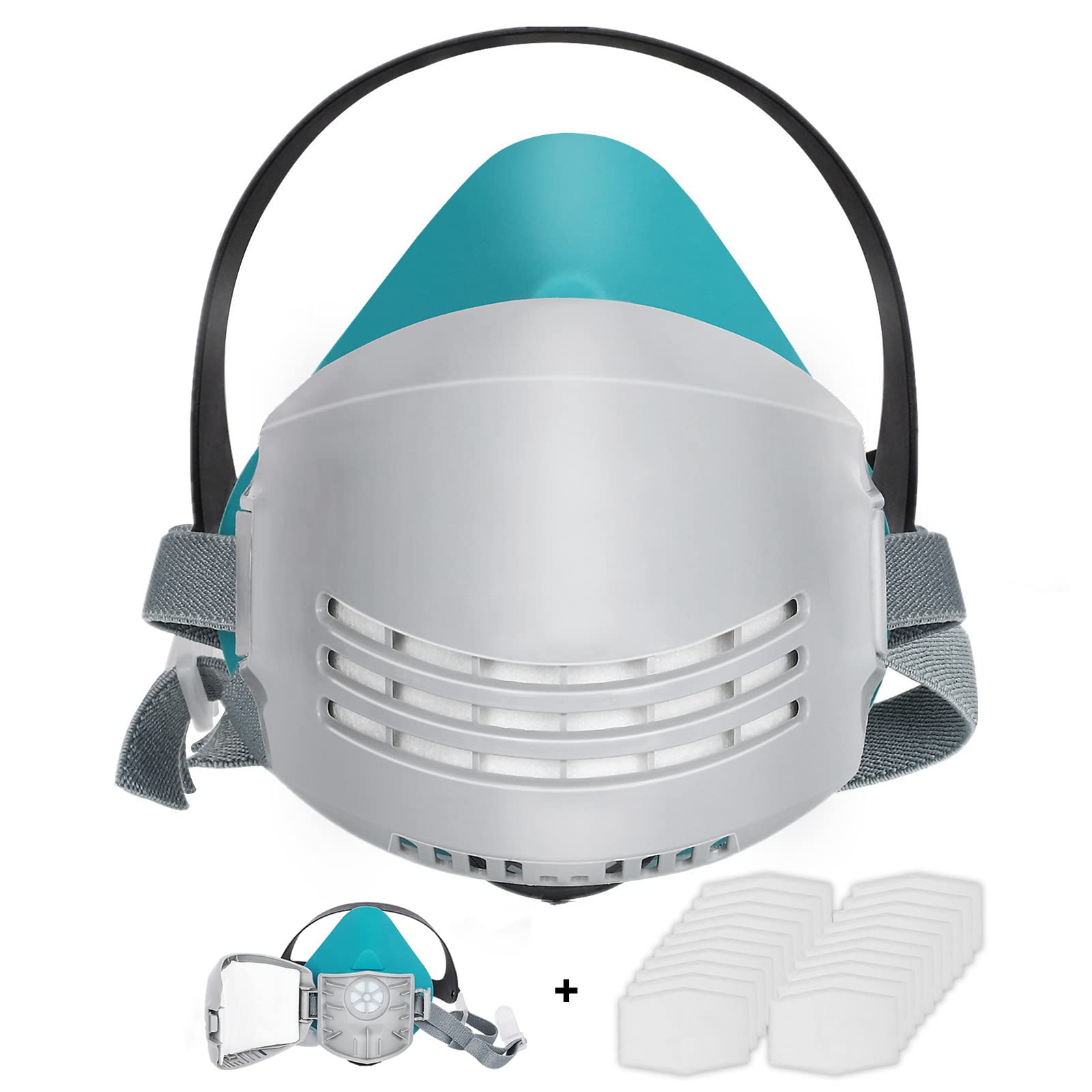 ANUNU Reusable Half Facepiece with 20 Filters Set Dust Respirator with Replaceable Filters for Painting, Polishing, Welding, Vapor, Woodworking and Other Work Protection