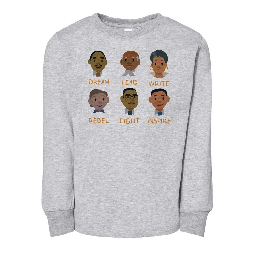 Black History Icons Toddler Kids Long Sleeve T-Shirt 3T Heather Grey
