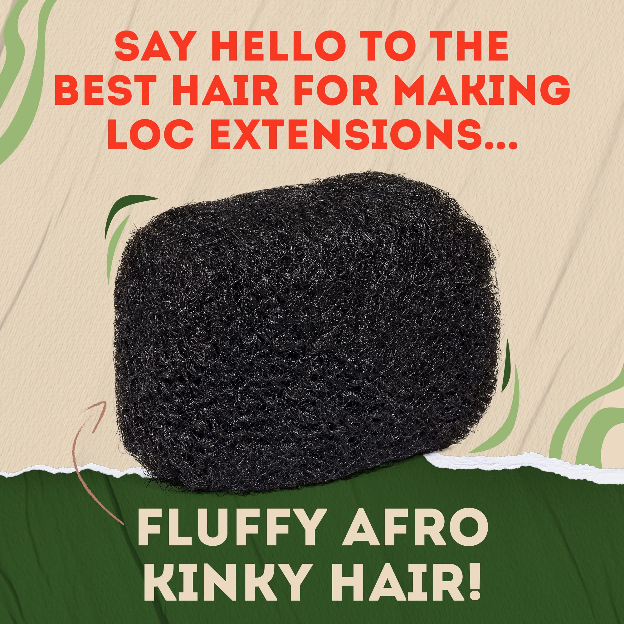 Locsanity Afro Kinky 100% Bulk Natural Human Hair - Braiding Hair for Dreadlocks, Loc Repair, Dreadlock Extensions, Twists, Braids - 8 Inches Long, 1 Oz - Natural Undyed
