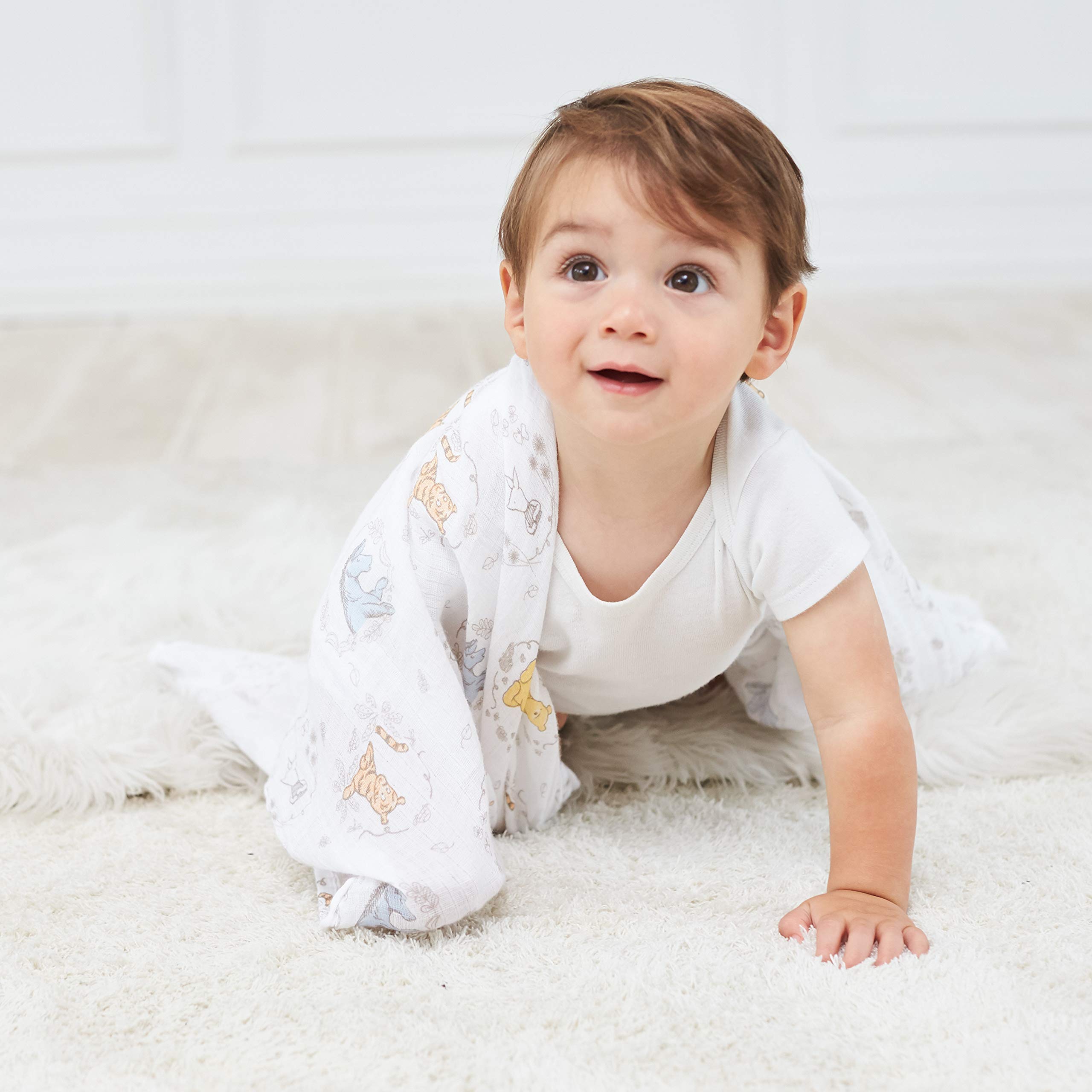 aden + anais Essentials Burpy Baby Bib, 100% Cotton Muslin, Soft Absorbent 4 Layers, Multi-Use Burp Cloth and Bib, 22.5” X 11”, Single, Dino Time