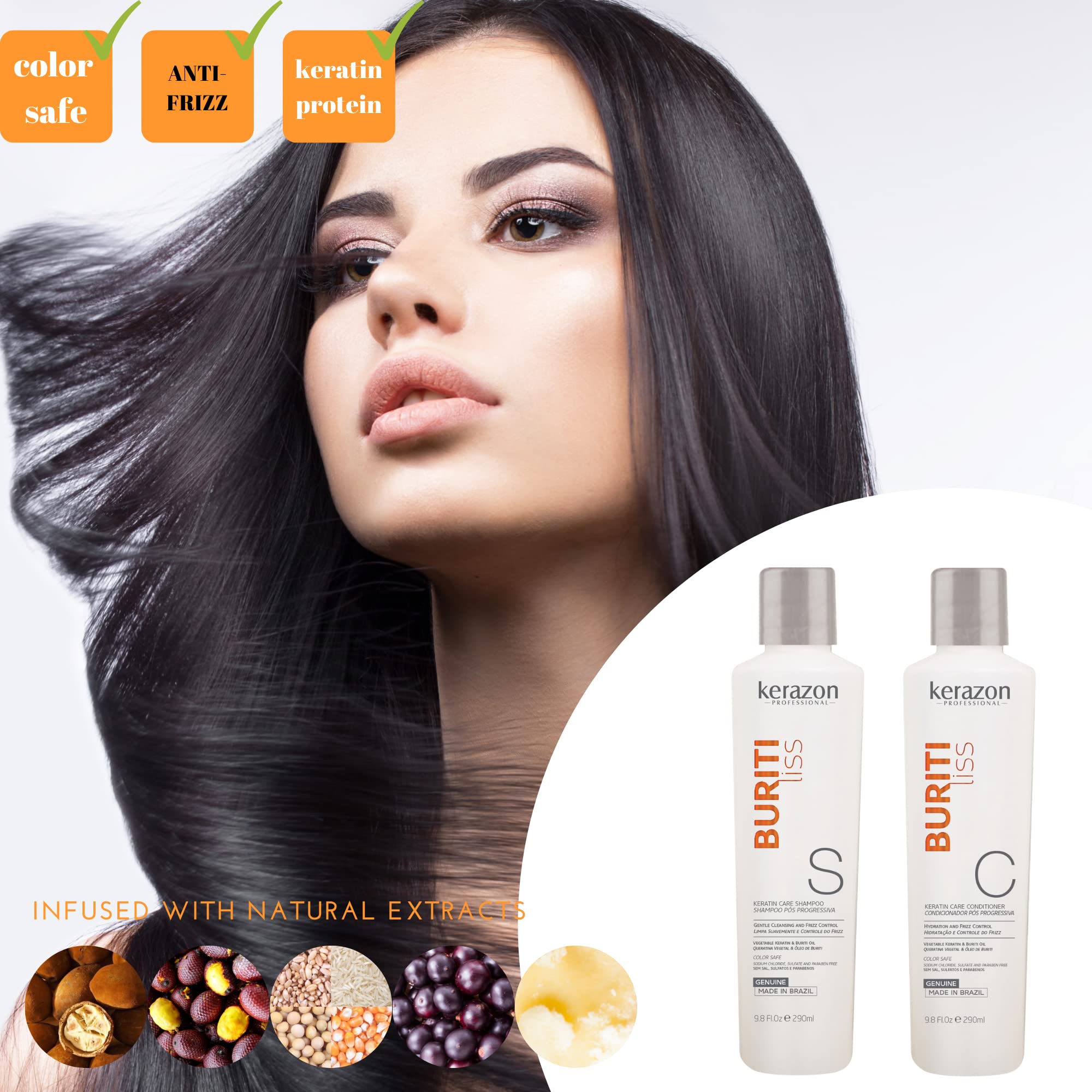 Clarifying Shampoo with Brazilian Keratin Treatment and Intensive Hair Mask KIT + Sulfate Free and Sodium Free Shampoo & Conditioner KIT