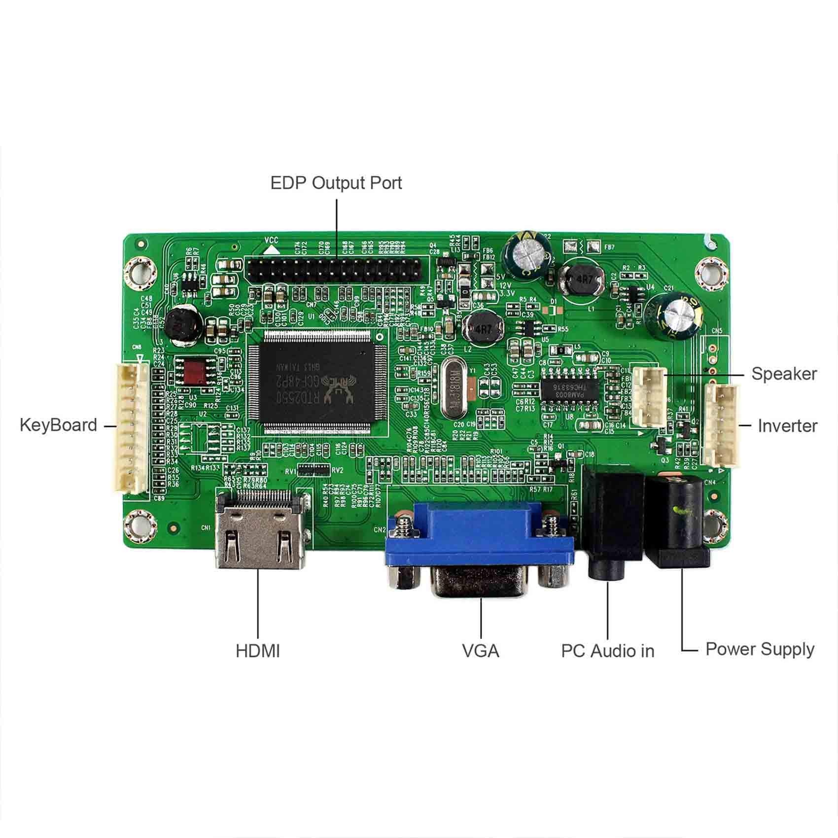 VSDISPLAY HD-MI VGA LCD Controller Board VS-RTD2556HV-V2 Work for 21.5 Inch 1920x1080 LM215WF3-SDA1 LM215WF3 SDA1 LM215WF3 SD A1 LM215WF3(SD)(A1) 30 Pin EDP LCD Screen