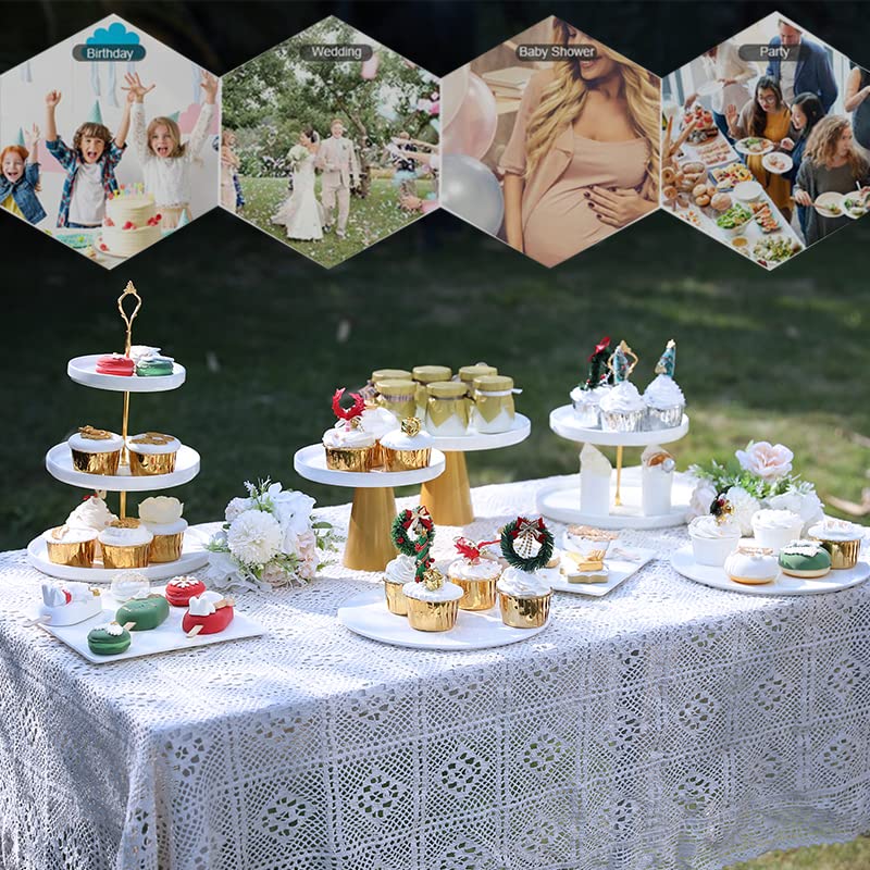 8 Pack Cake Stands Set White Ceramic Cupcake Holder Dessert Display Plate Decor Serving Platter for Party Wedding Birthday Baby Shower Celebration Home…