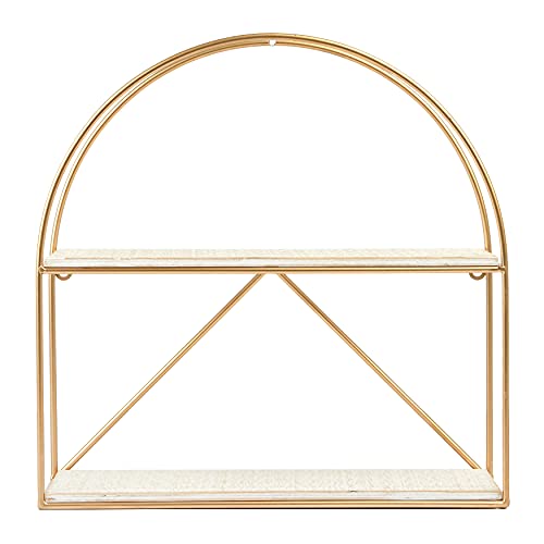 Main + Mesa Wood and Gold Crescent Wall Shelf