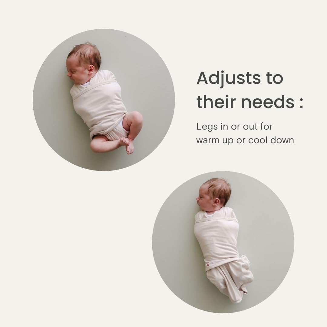 embe Baby Eczema Sleep Aid Sleeper Sack for Babies 0-3 Months, 6-14 lbs | Swaddle With Fold Over No Scratch Mittens Attached | No Scratch Sleeves Baby - [Sand]